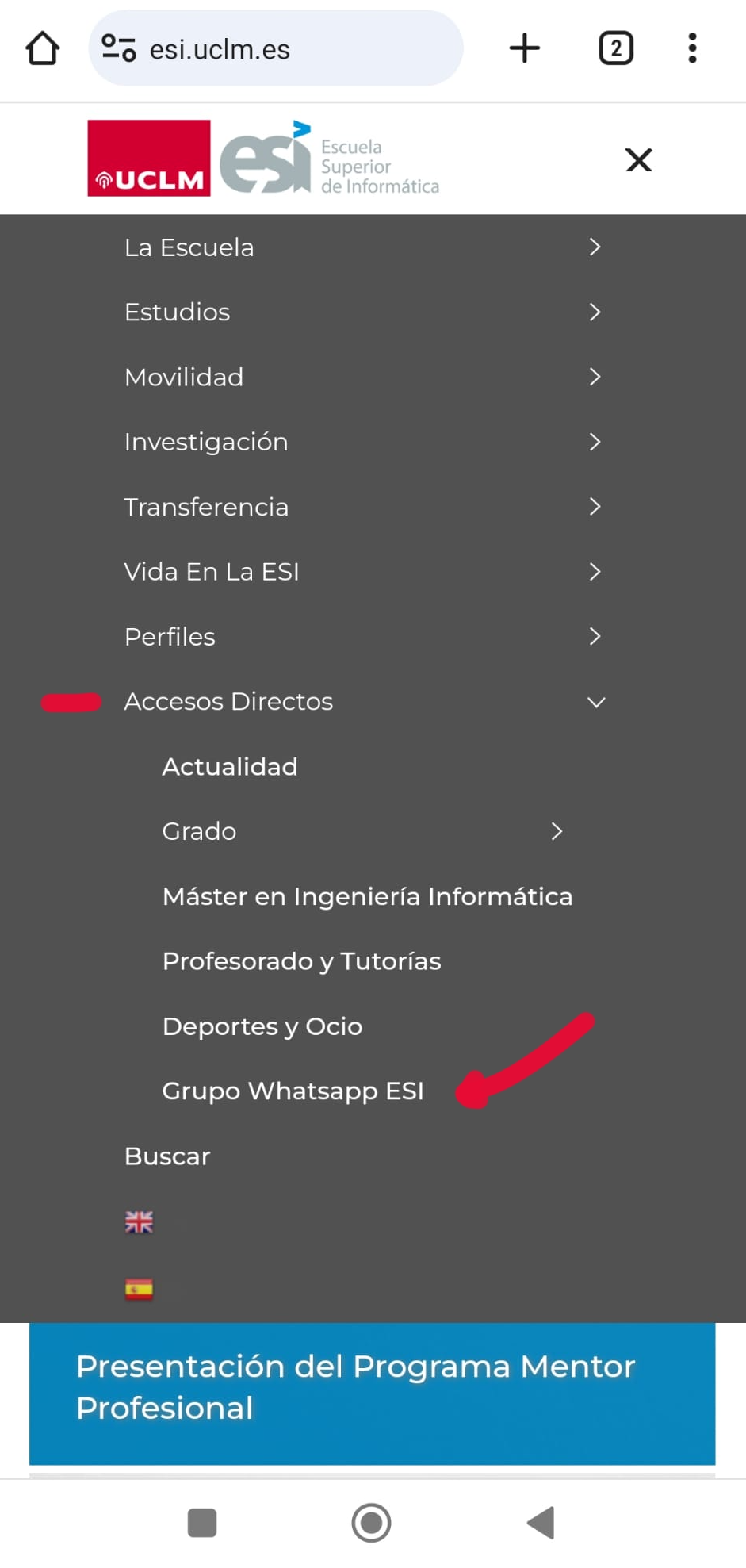 Únete al grupo oficial de Whatsapp de la ESI - Escuela Superior de Informática de UCLM